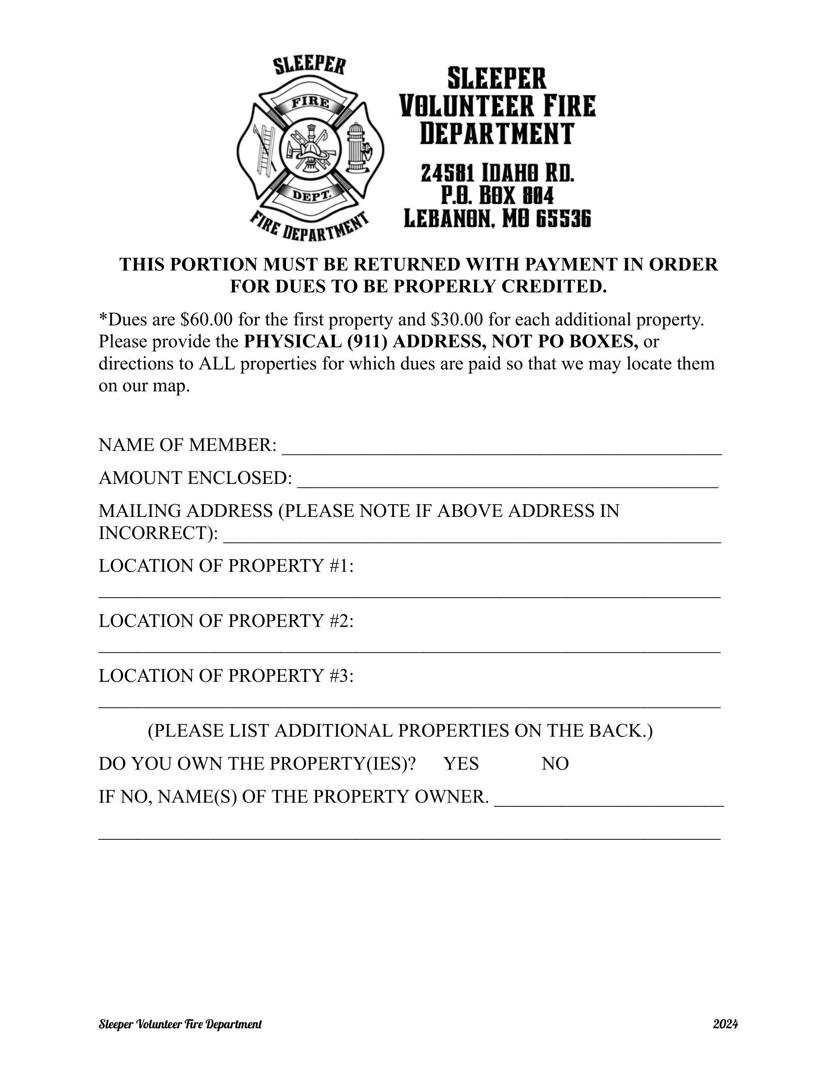 Dues Letters Arriving Soon! – Sleeper & Stoutland Volunteer Fire ...